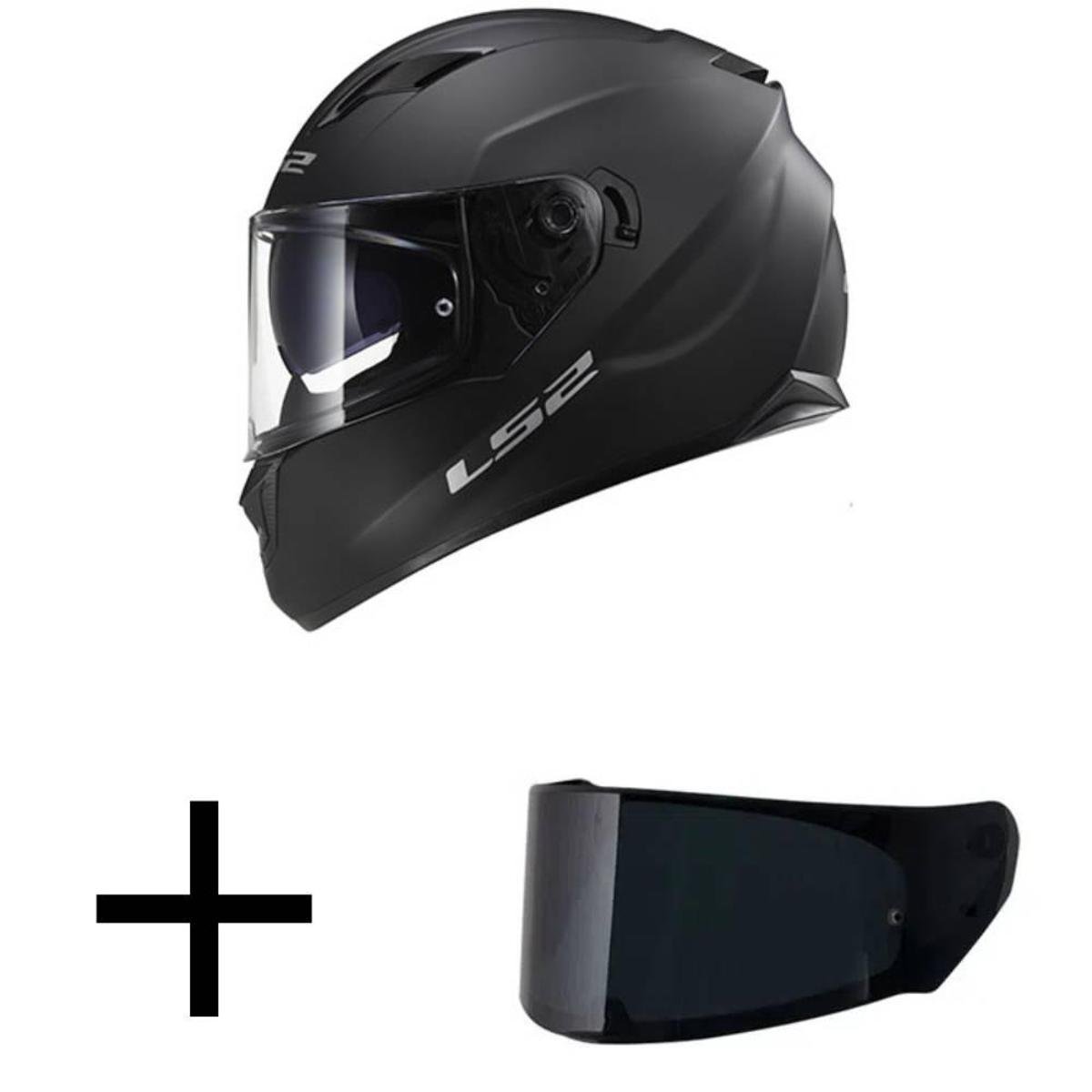 Capacete LS2 FF320 Monocolor Preto Fosco Mais Viseira Fumê - Preto | Netshoes