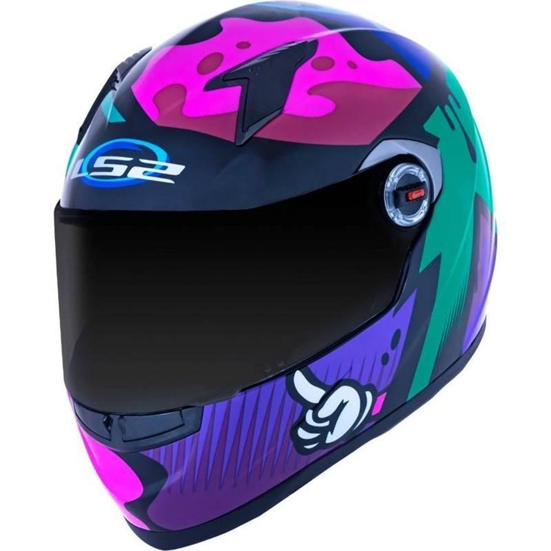 Capacete LS2 FF358 Masterpiece - Rosa/Roxo/Verde - 62 - Rosa | Netshoes