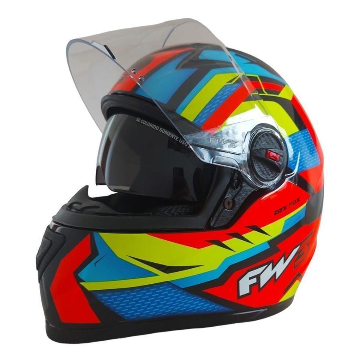 Capacete Moto Fw3 Gtx Fox Colorido Oculos Interno Fechado - Laranja ...