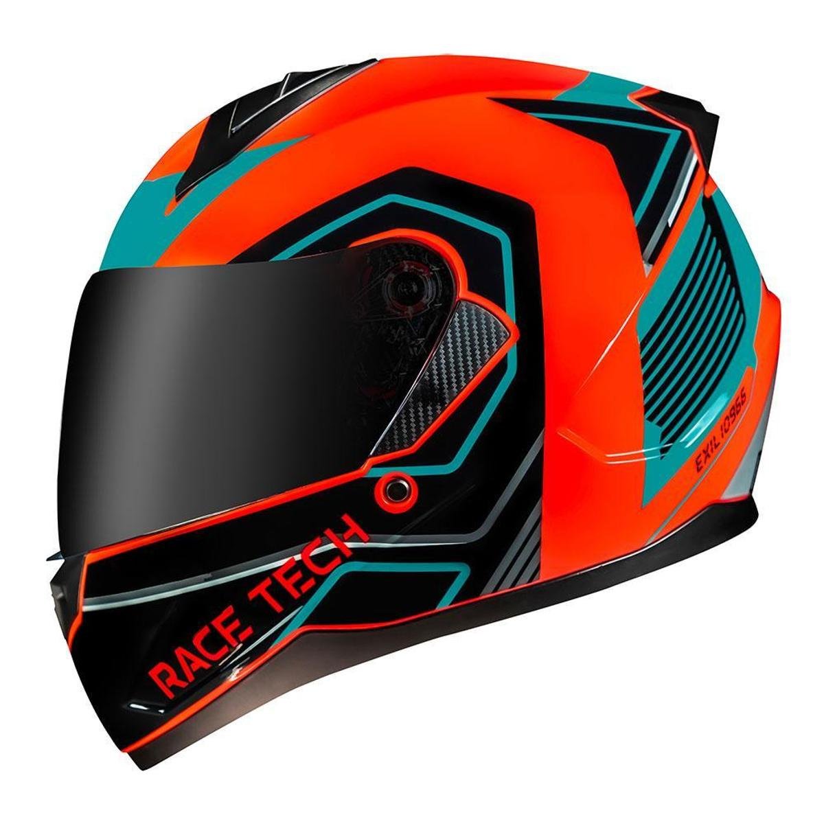 Capacete Race Tech Sector Exilio Preto e Verde Brilhante - Laranja | Netshoes