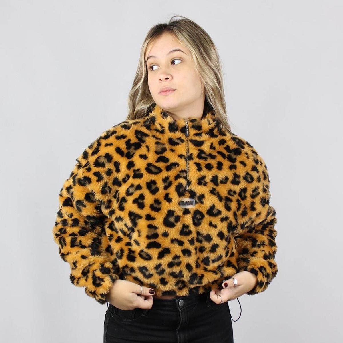 Casaco Baw Cropped Leopard - Marrom | Netshoes