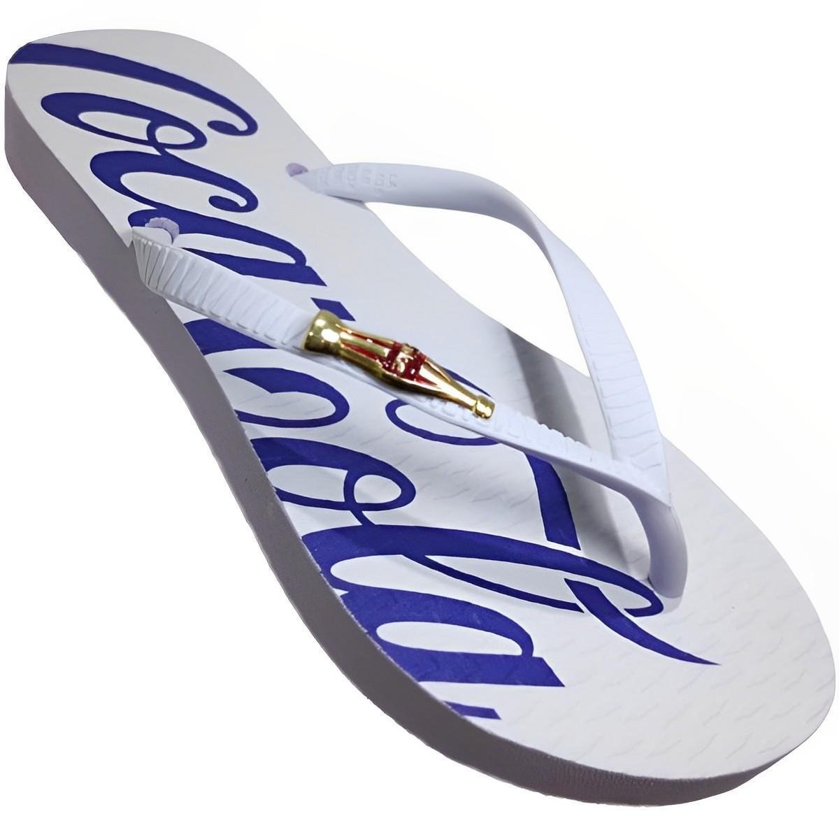 Chinelo Casual Dia a Dia Feminino Dedo Borracha Coca Cola Script CC3789 ...