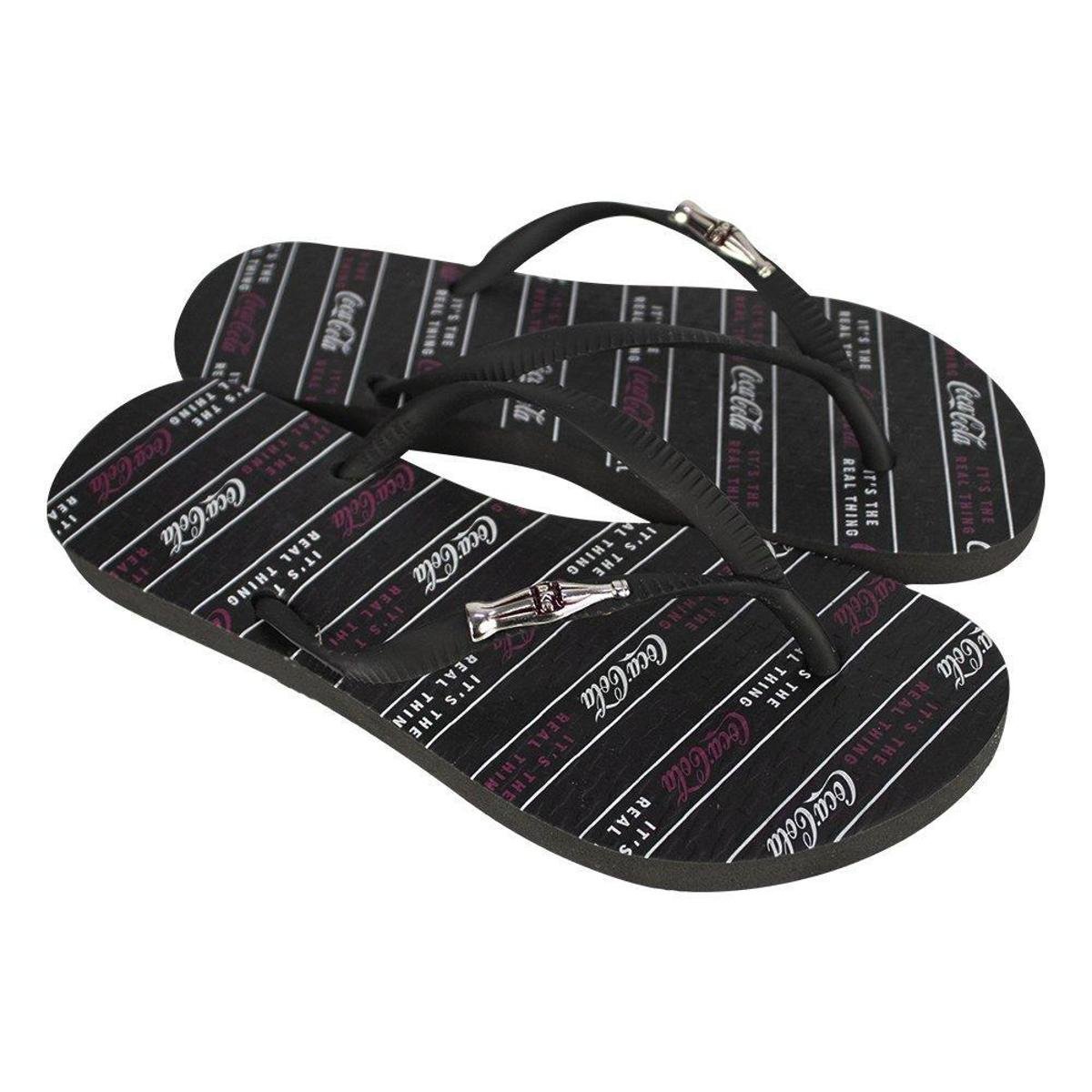 Chinelo Coca Cola Real Feminino - Preto | Netshoes
