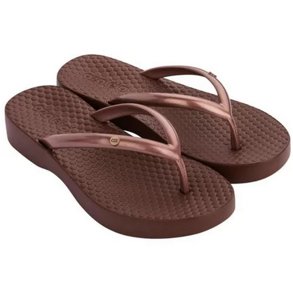 Chinelo Feminino Tamanco Anabela Azaleia 18530 Dedo - Caramelo | Netshoes