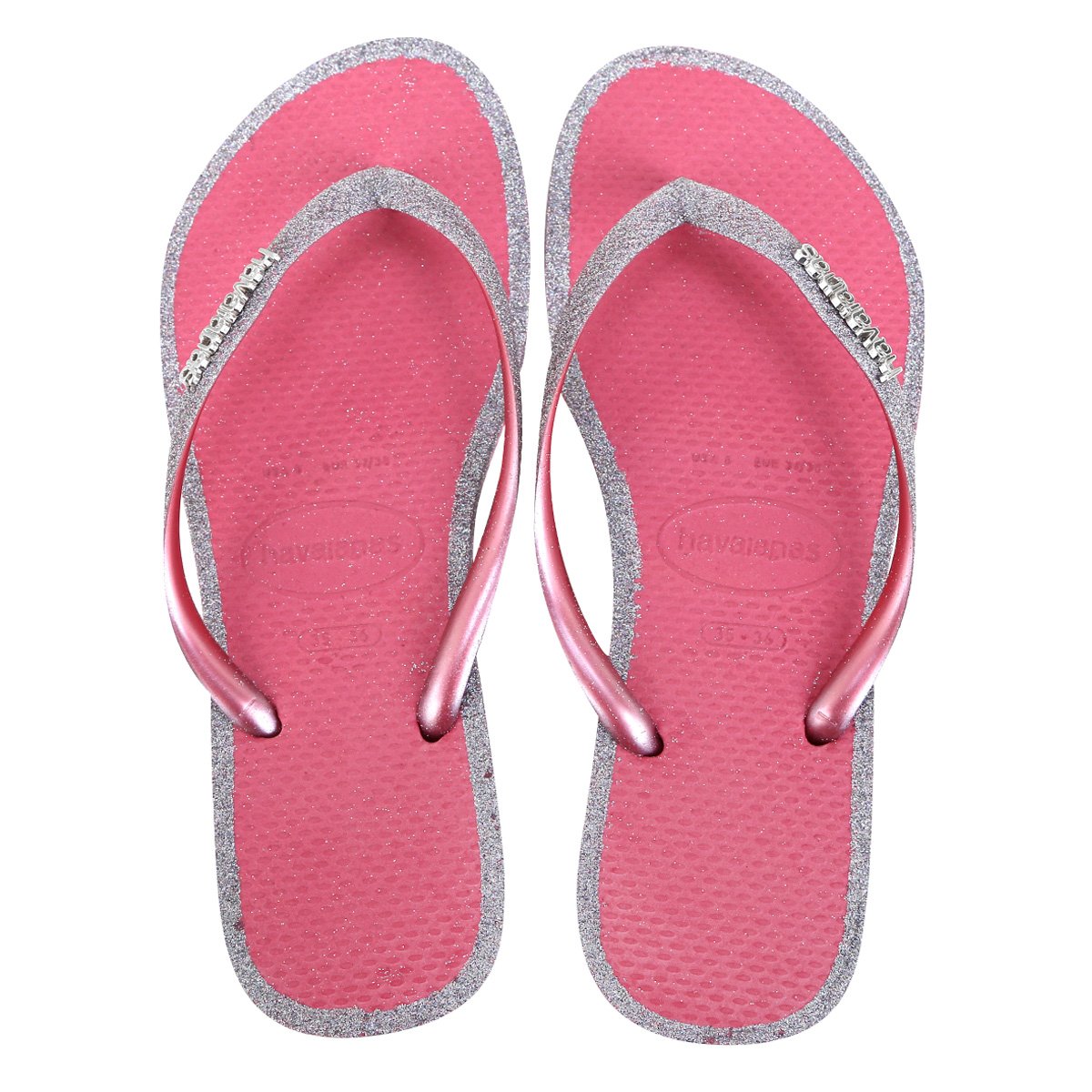Chinelo Havaianas Slim Glitter Contour Feminina - Rosa | Netshoes