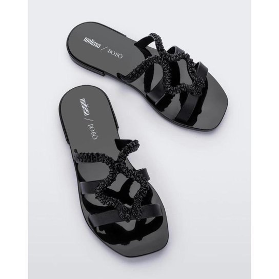 Chinelo Melissa Slide Bobô Cobra Brilho Moderna Original - Preto | Netshoes
