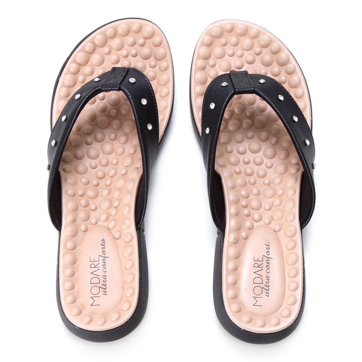 Chinelo Modare Ultra Conforto Brilho Feminina - Preto | Netshoes