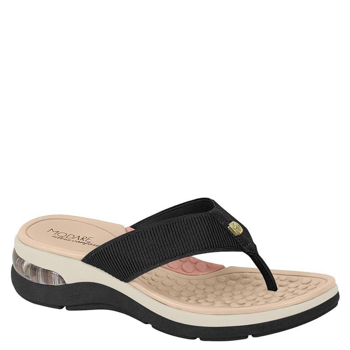 Chinelo Modare Ultraconforto Elástico Strech Feminino - Preto | Netshoes