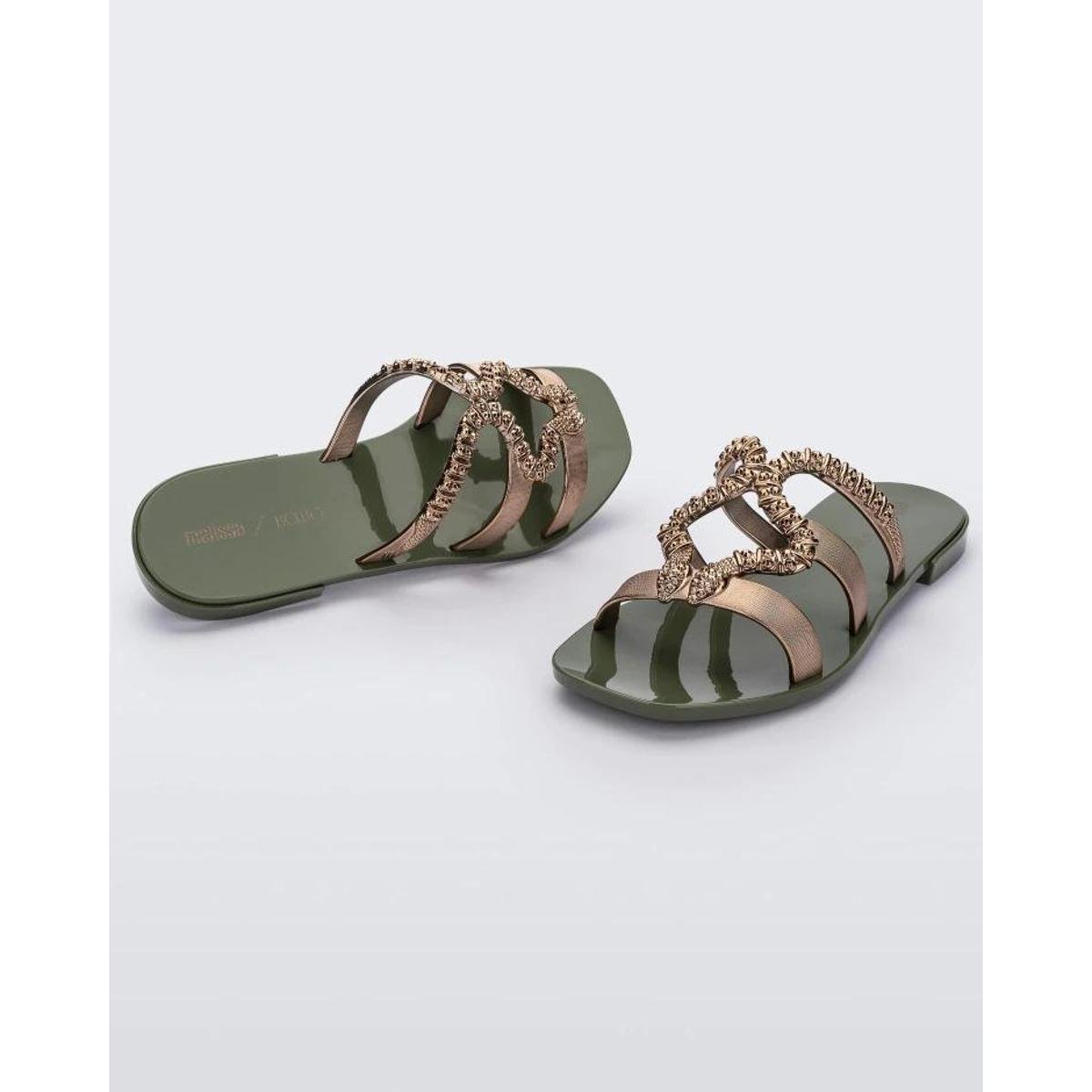 Chinelo Slide Bobô Melissa Moderna Brihosa Cobra Original - Verde ...
