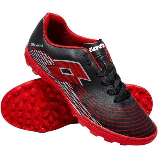 Chuteira Campo Lotto Solista Razzo - Preto+Vermelho | Netshoes