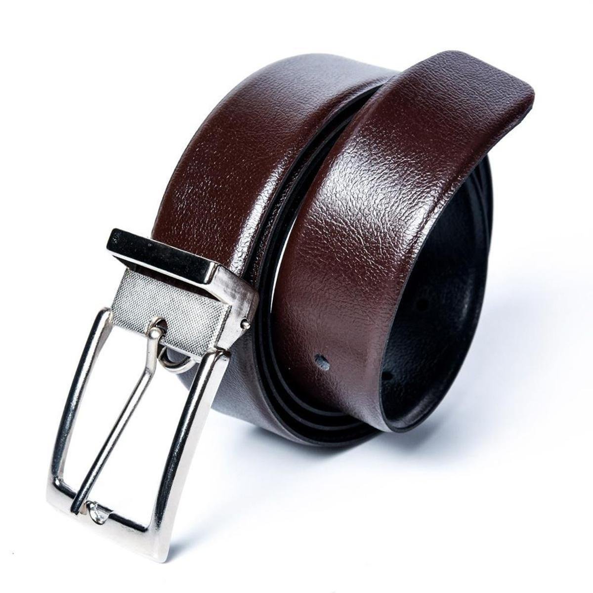 Cinto Dupla Face Masculino em Couro Cafe e Preto Wallidel - Marrom ...