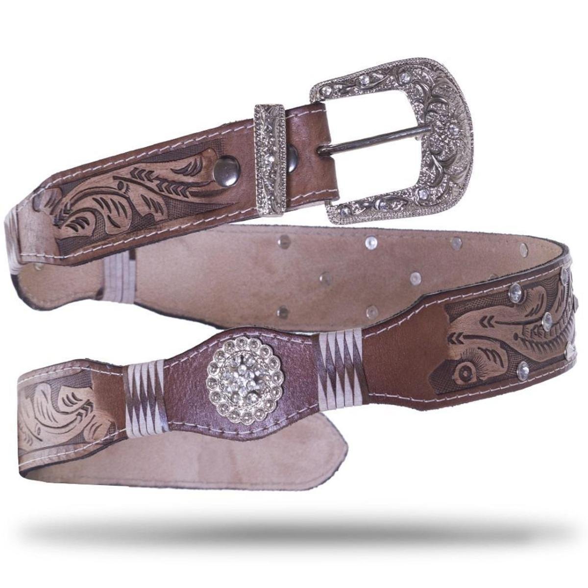 Cinto Feminino Couro Western Fivela Pedraria Strass Brilho Rodeo ...