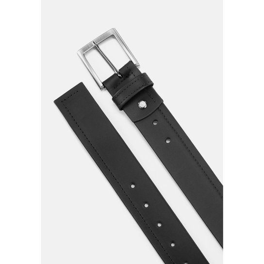 Cinto Masculino em Couro - Pesponto lateral - Preto | Netshoes