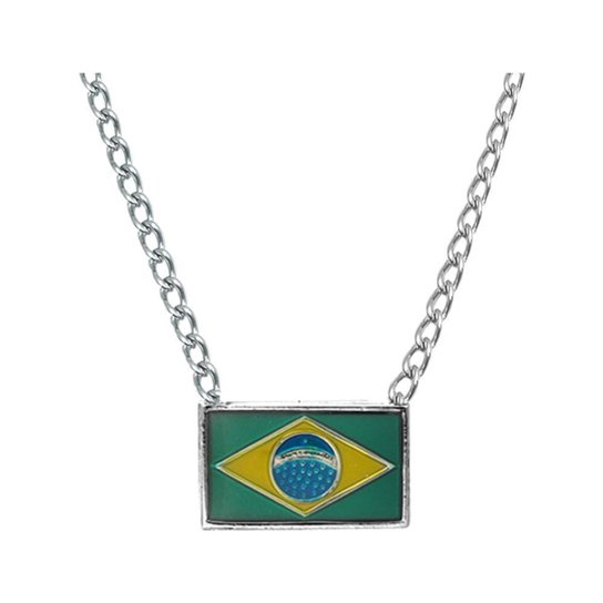Colar Aço Bandeira do Brasil 20x12mm 50cm - Prata | Netshoes