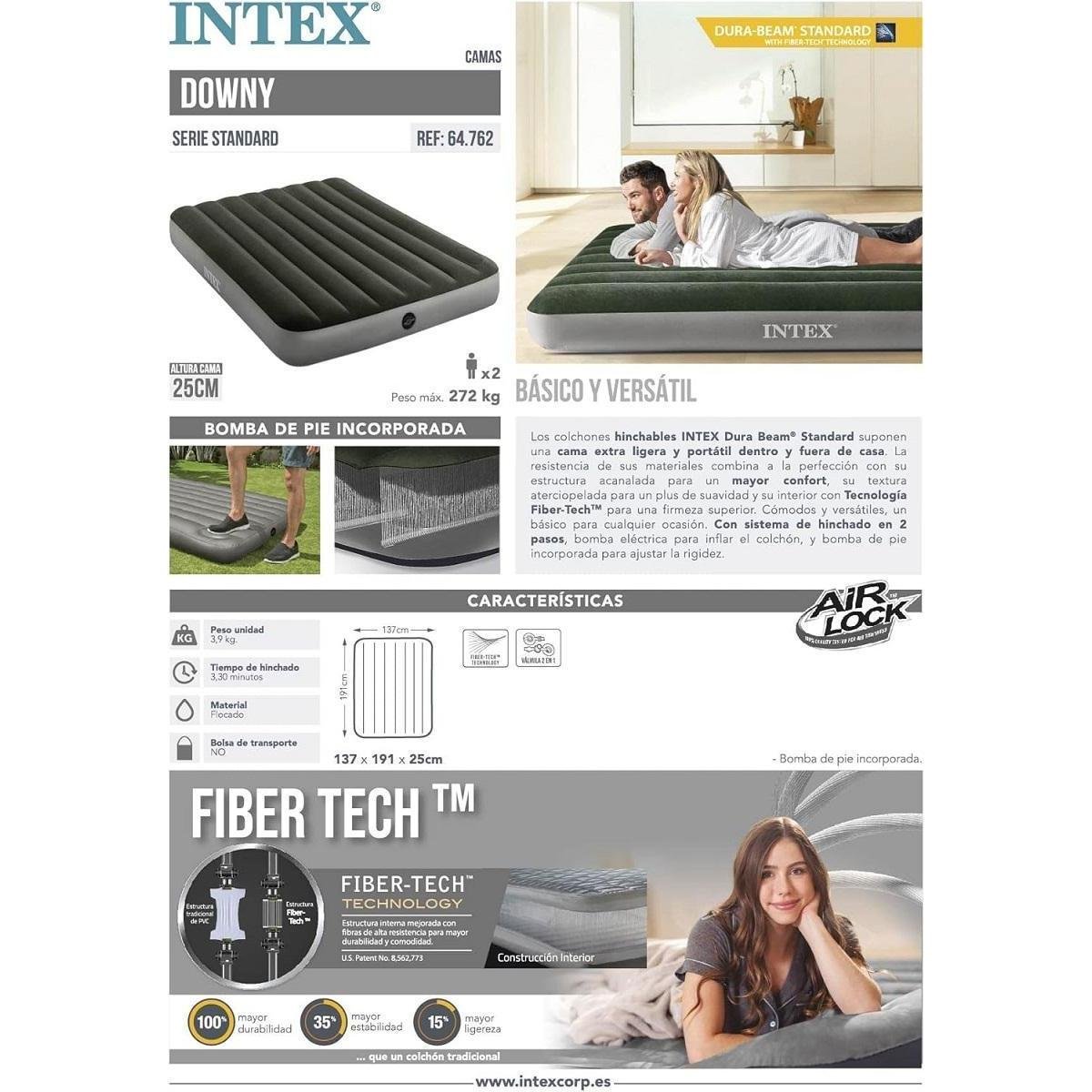 Colchão Inflável Intex Casal Dura-Beam Standard com Bomba de Pé ...