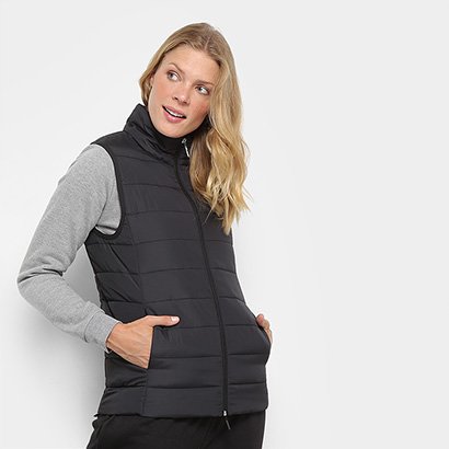 Colete Burn Puffer Matelassê Packable Feminino - Preto | Netshoes