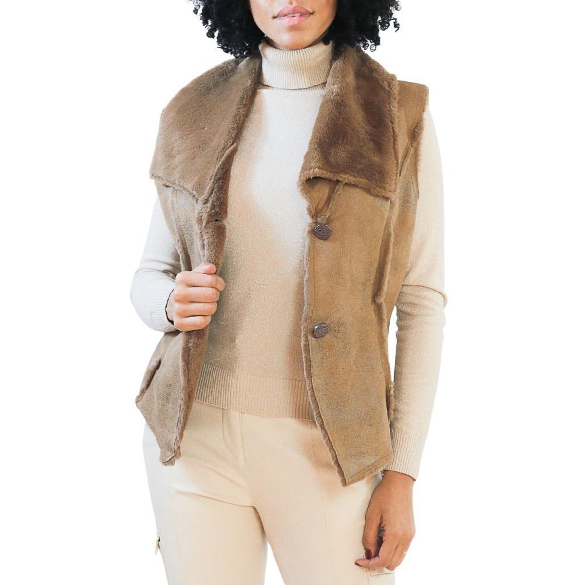 Colete Pacific Blue Gamulã Forrado Feminino - Marrom | Netshoes