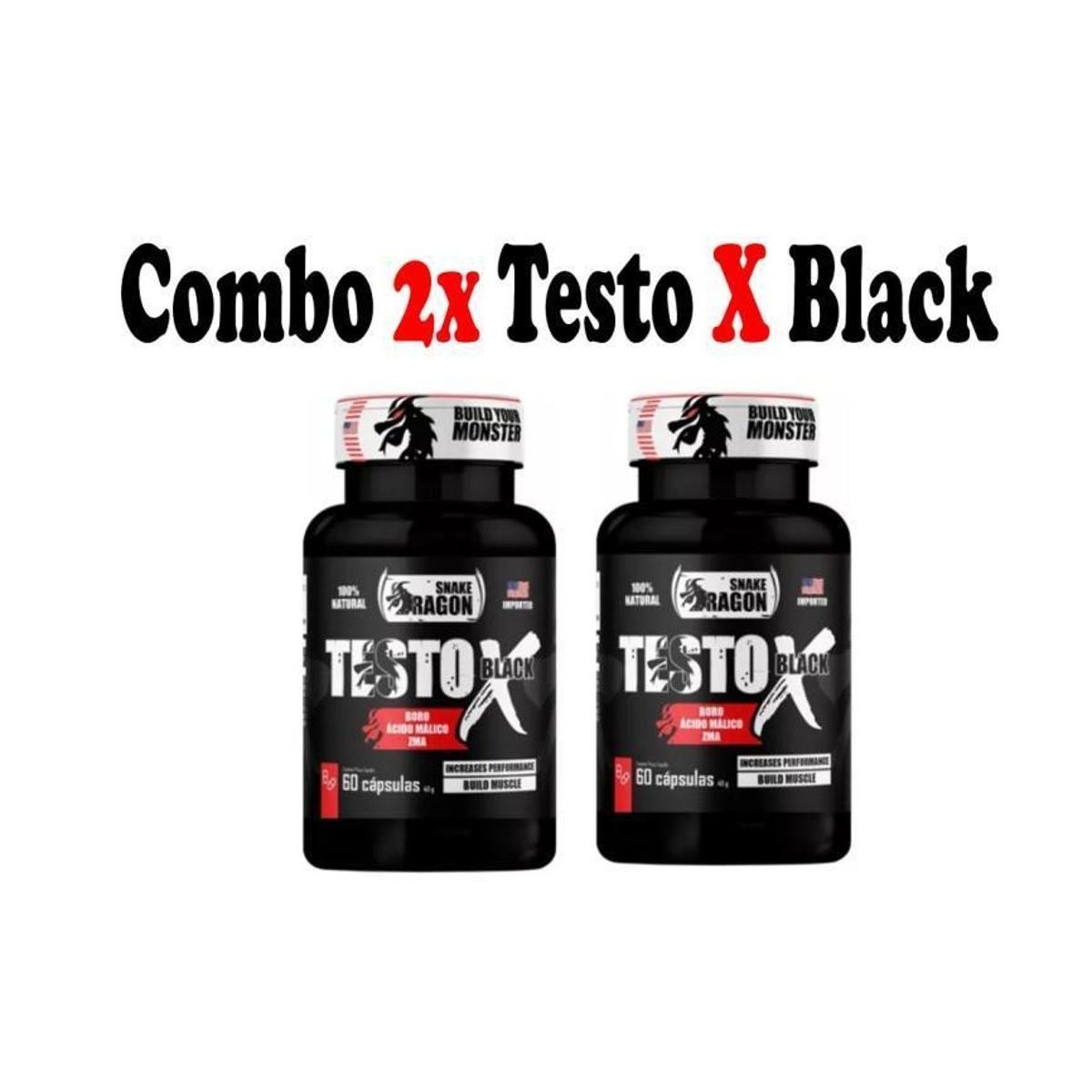 Combo 2x Testo X Black 60 caps. Importado Ganho De Força Menor preço ...