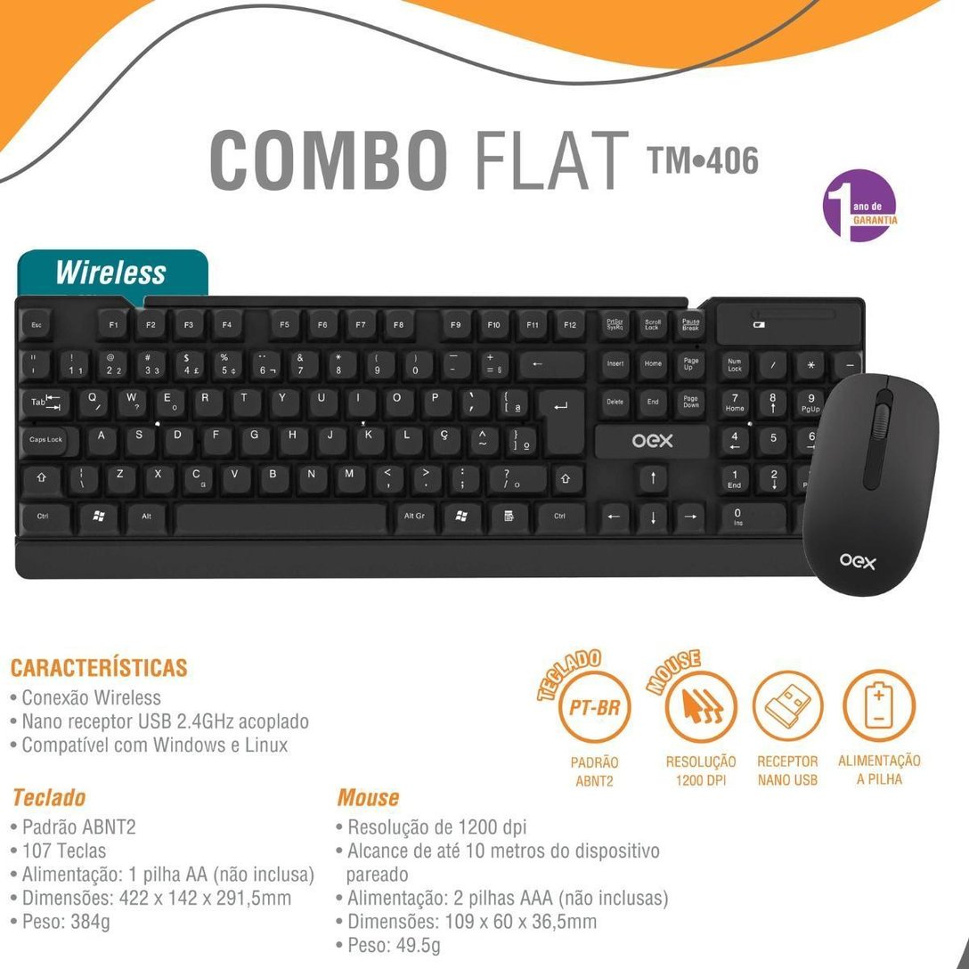 Combo Kit Teclado Mouse Sem Fio TM406 PR - Preto | Netshoes