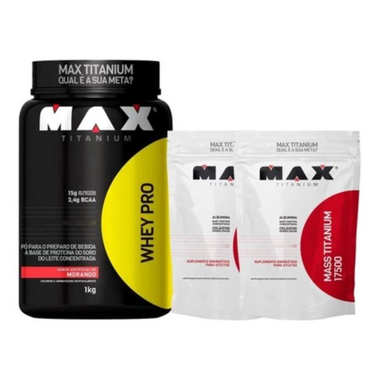 Combo Masculino Whey Protein Pro 1kg + 2x Hipercalorico Max - Baunilha ...