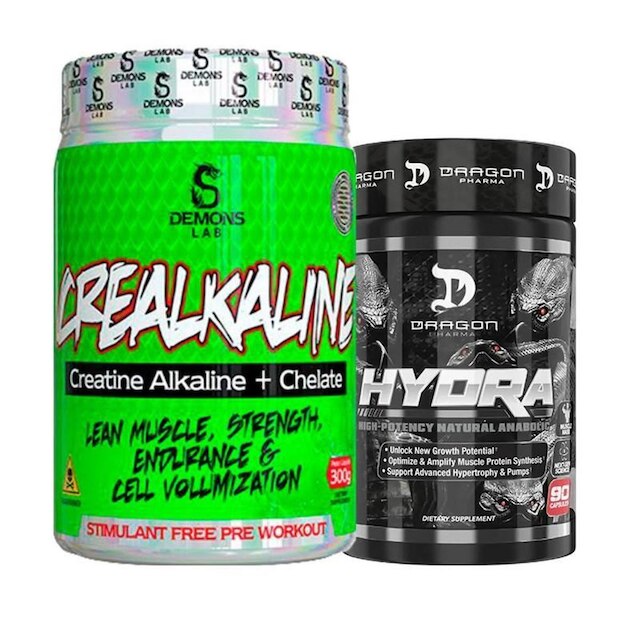 combo suplemento creatina crealkaline 300g demons lab + pré hormonal ...