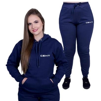 Conjunto Calça e Blusa Academia Ceht Jogger Moletom Feminino com Capuz ...