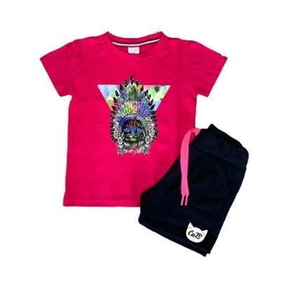Conjunto Camiseta e Short Infantil Cat Gato Indio - Pink | Netshoes