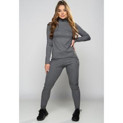 Conjunto Canelado Camisa Gola Alta e Calça Jogger Cintura Alta MVB ...