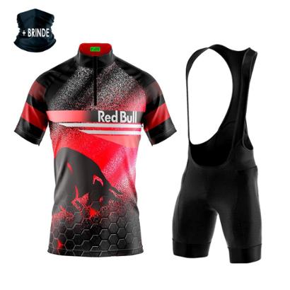 Conjunto Ciclismo Camisa Bretelle Red Bull + Bandana Forro em Espuma ...