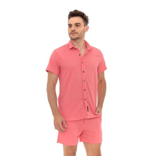 Conjunto de Linho Masculino Shots e Camisa - Rosa | Netshoes
