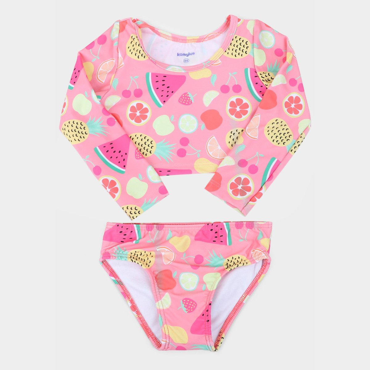 Conjunto de Praia Infantil Kamylus Com Proteção UV 50+ Top Manga Longa+ ...