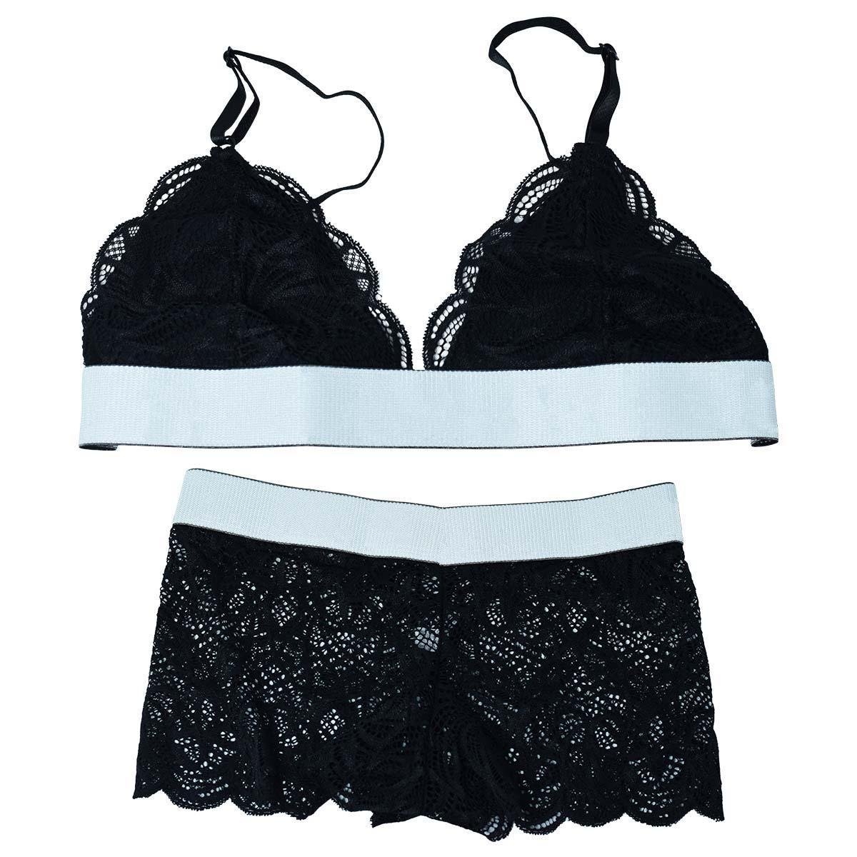Conjunto de Renda sem Bojo Ariane - Preto | Netshoes