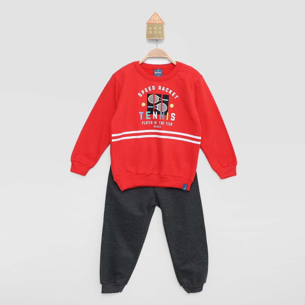 Conjunto Infantil Longo Rei Rex Blusa e Calça Moletom Tênis Menino ...