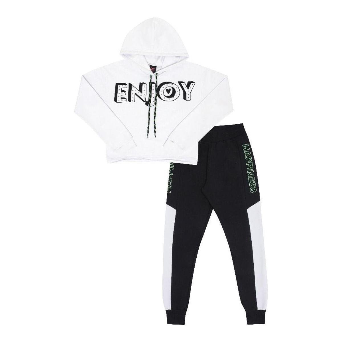 Conjunto Manga Longa Branco - Juvenil - Moletom - Branco | Netshoes