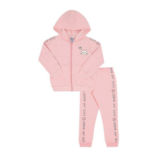 Conjunto Manga Longa Rosa - Bebê - Moletom - Rosa | Netshoes