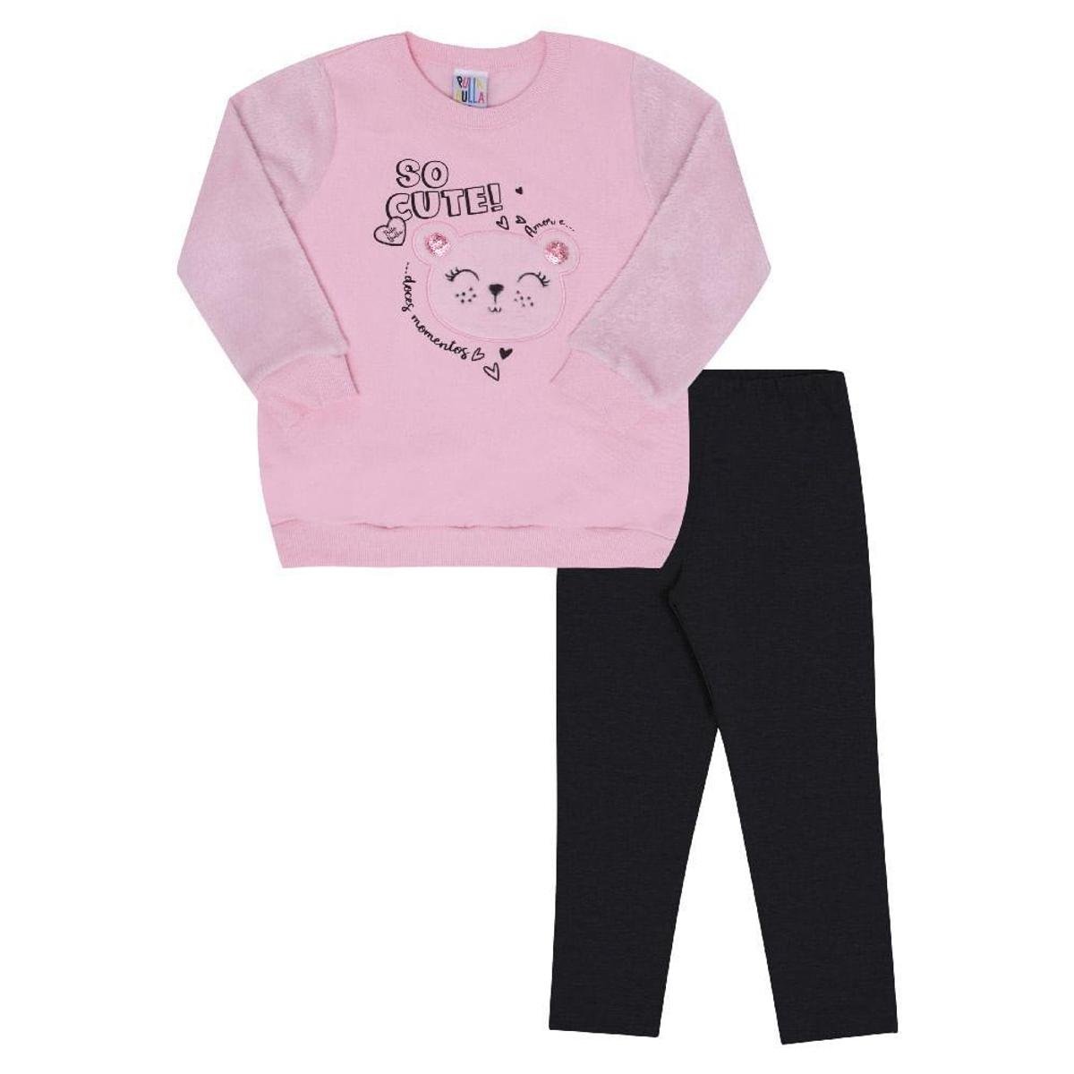 Conjunto Manga Longa Rosa - Bebê - Moletom - Rosa | Netshoes