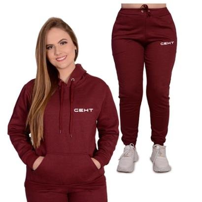 Conjunto Moletom Feminino Ceht Blusa E Calça Peluciado Academia ...
