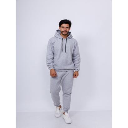 Conjunto Roger Blusa Moletom Canguru Com Calça Masculino - Cinza | Netshoes