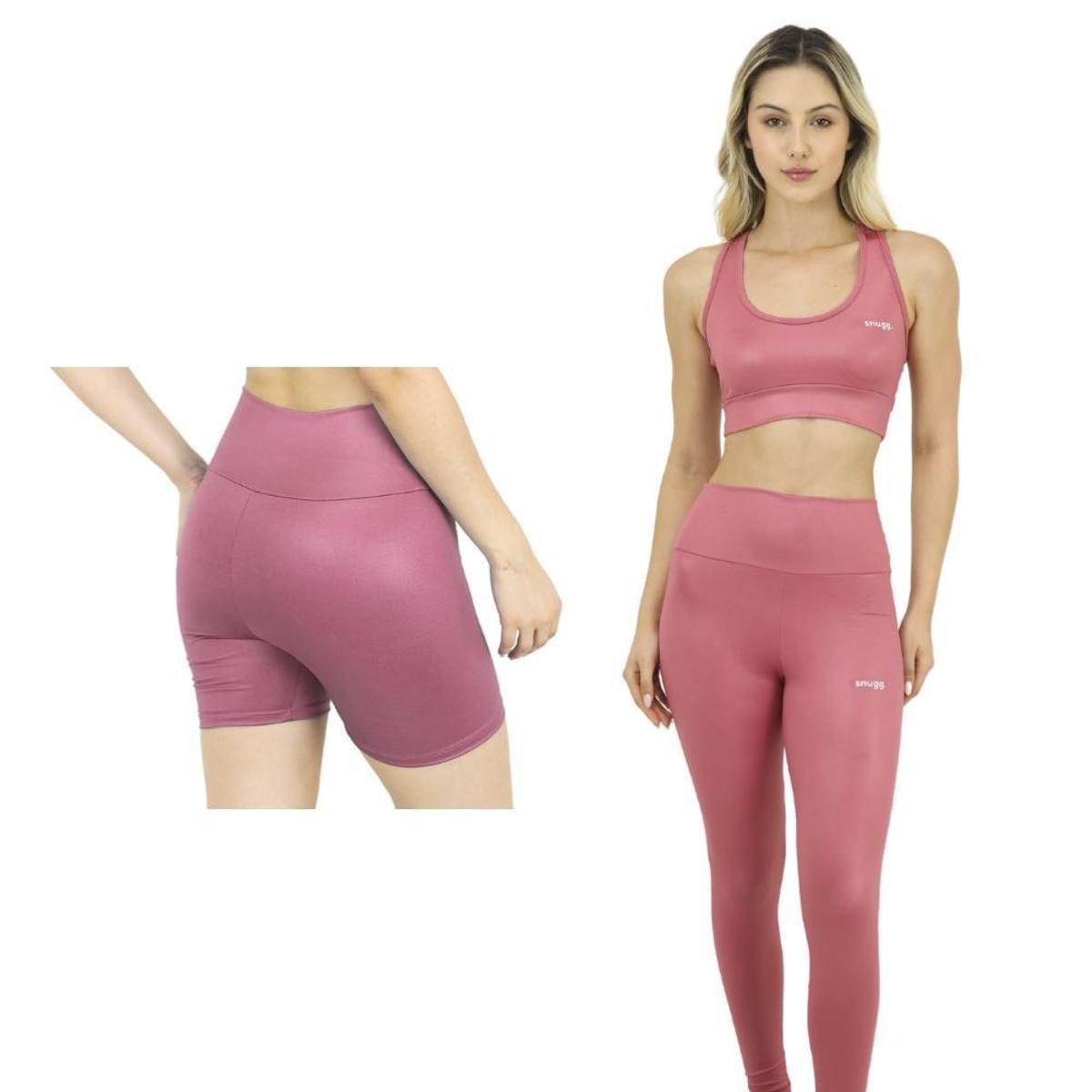Conjunto Top Nadador, Calça Legging e Short Cintura Fitness Academia ...