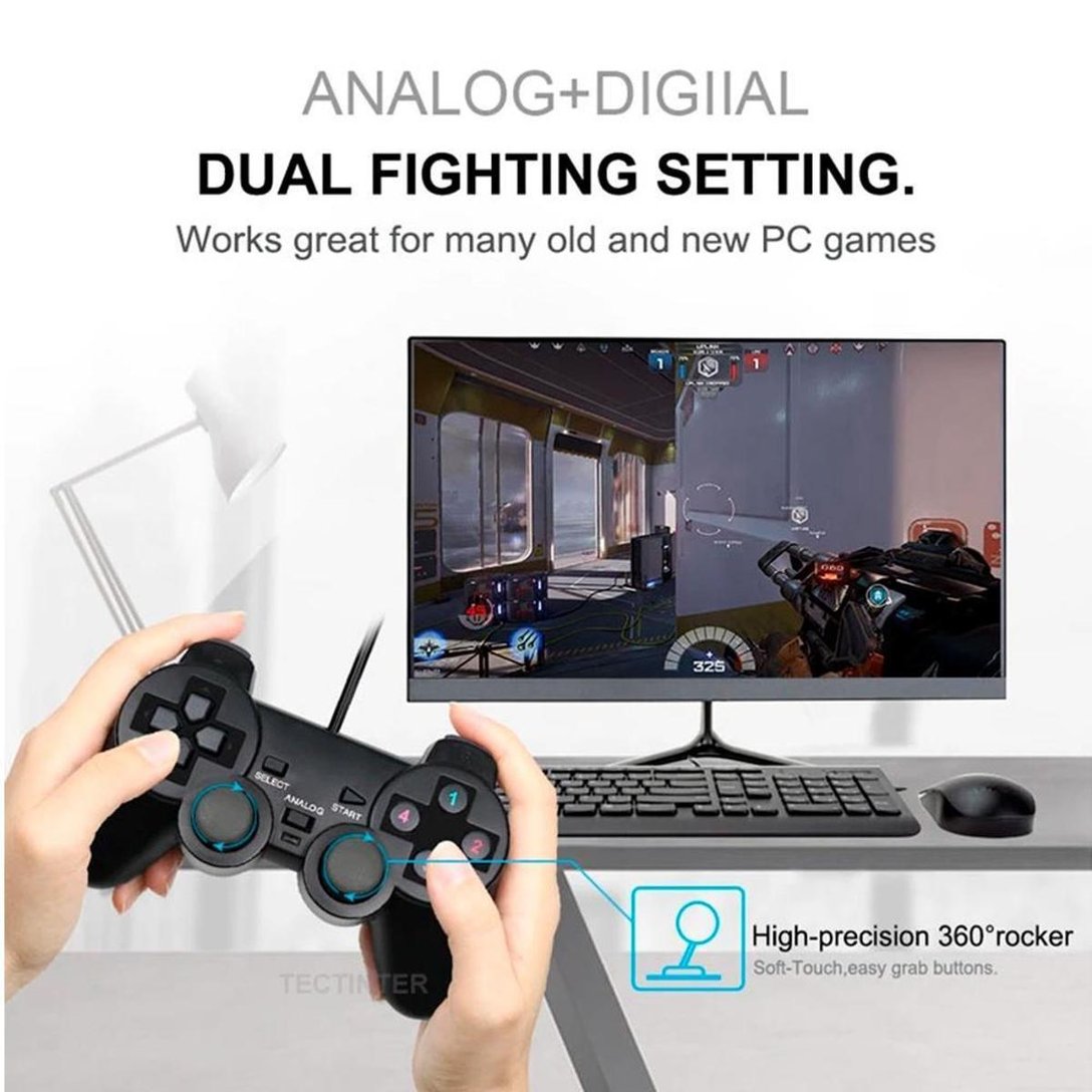 Controle Joystick USB para Computador PC Gamer PS2 e PS3 Dualshock ...