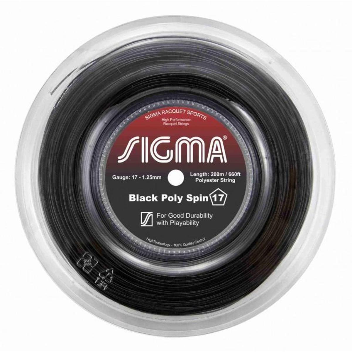 Corda Sigma Black Poly Spin 17 1.25mm Poliéster Pentagonal - Rolo com 200m - Preto | Netshoes