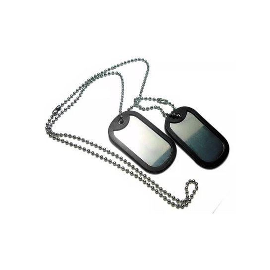 Corrente Militar Exercito Identificação 2 Placas Aço Ref:307 - Preto ...