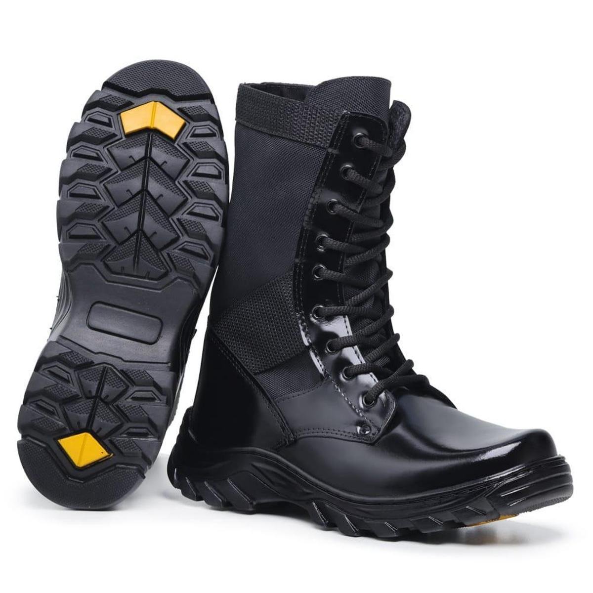Coturno Masculino Bota Em Couro coturno Militar Tático - Preto | Netshoes