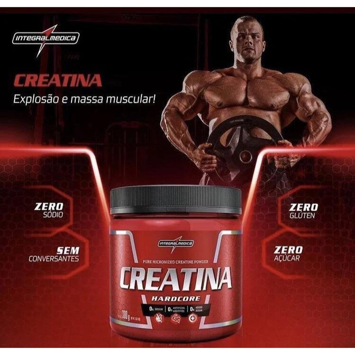 Creatina Monohidratada Hardcore 100% Pura (300g) Integral Medica ...