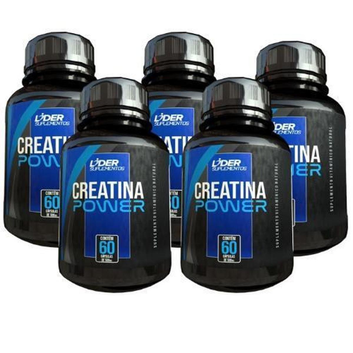 Creatina Power - 60 cápsulas De 500mg kit com 5 potes - undefined ...