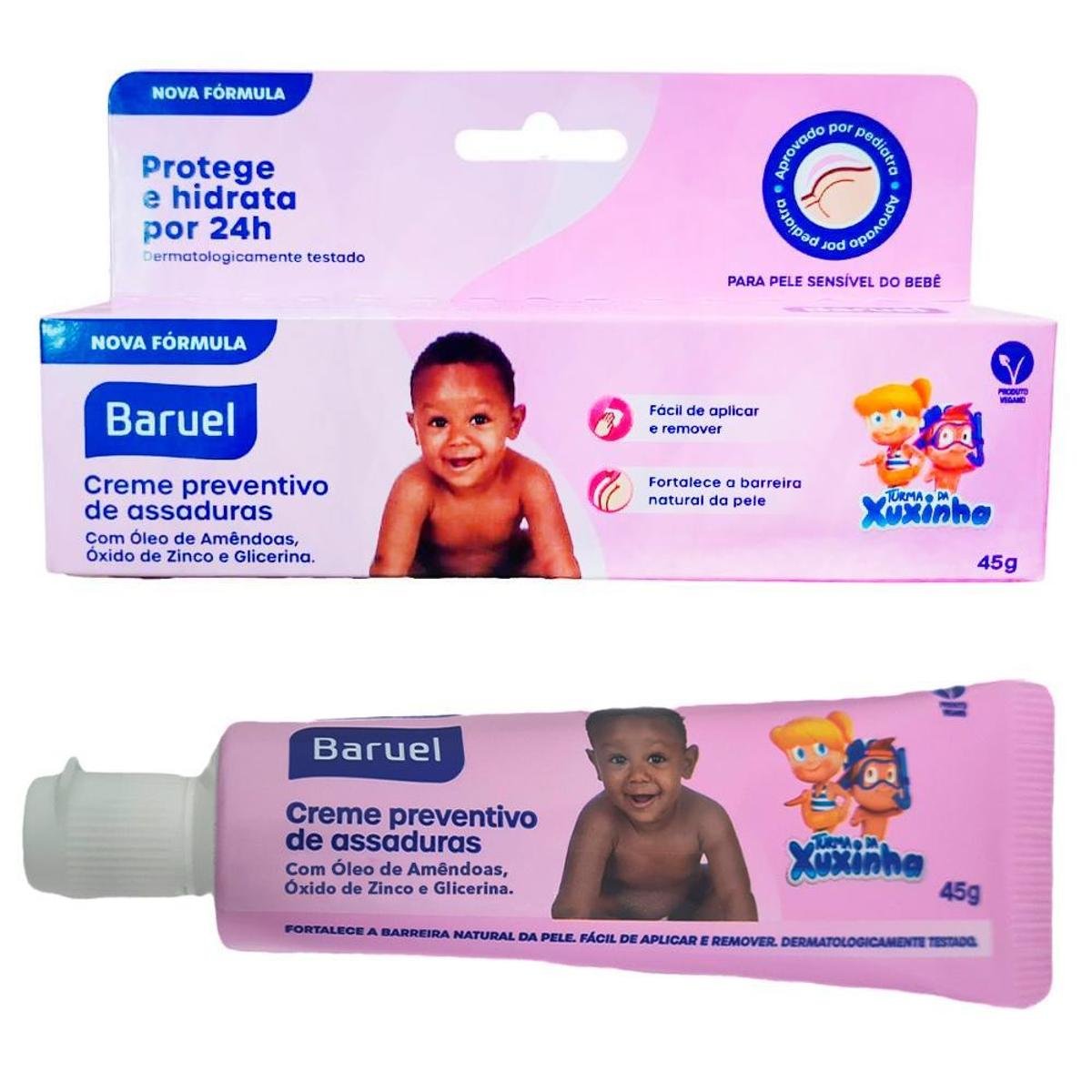 Creme Preventivo de Assaduras Baruel Turma da Xuxinha Amêndoas PróMilk - 45g - Rosa | Netshoes