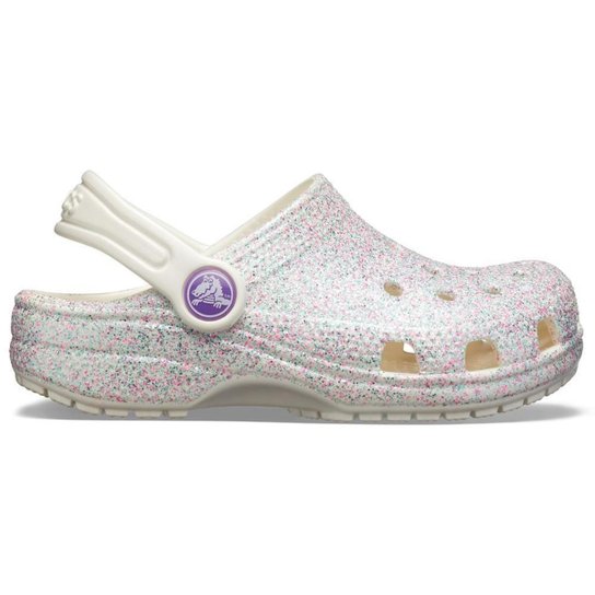 Crocs classic glitter clog infantil oyster - Creme | Netshoes