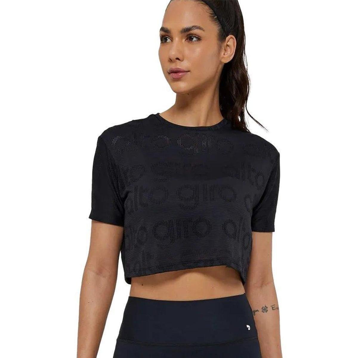 Cropped Alto Giro Mesh Feminino - Preto | Netshoes