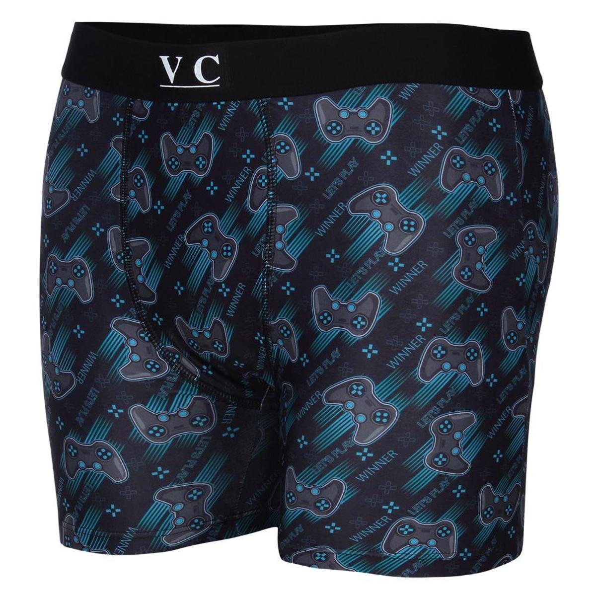 Cueca Boxer Long Estampa Digital VC Joysticks - Preto | Netshoes