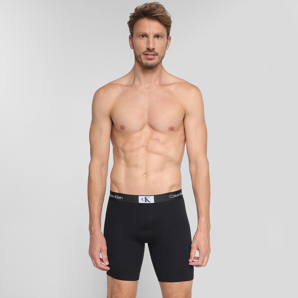 Cueca Long Boxer Calvin Klein Cotton CK 1996 Masculina - Preto | Netshoes